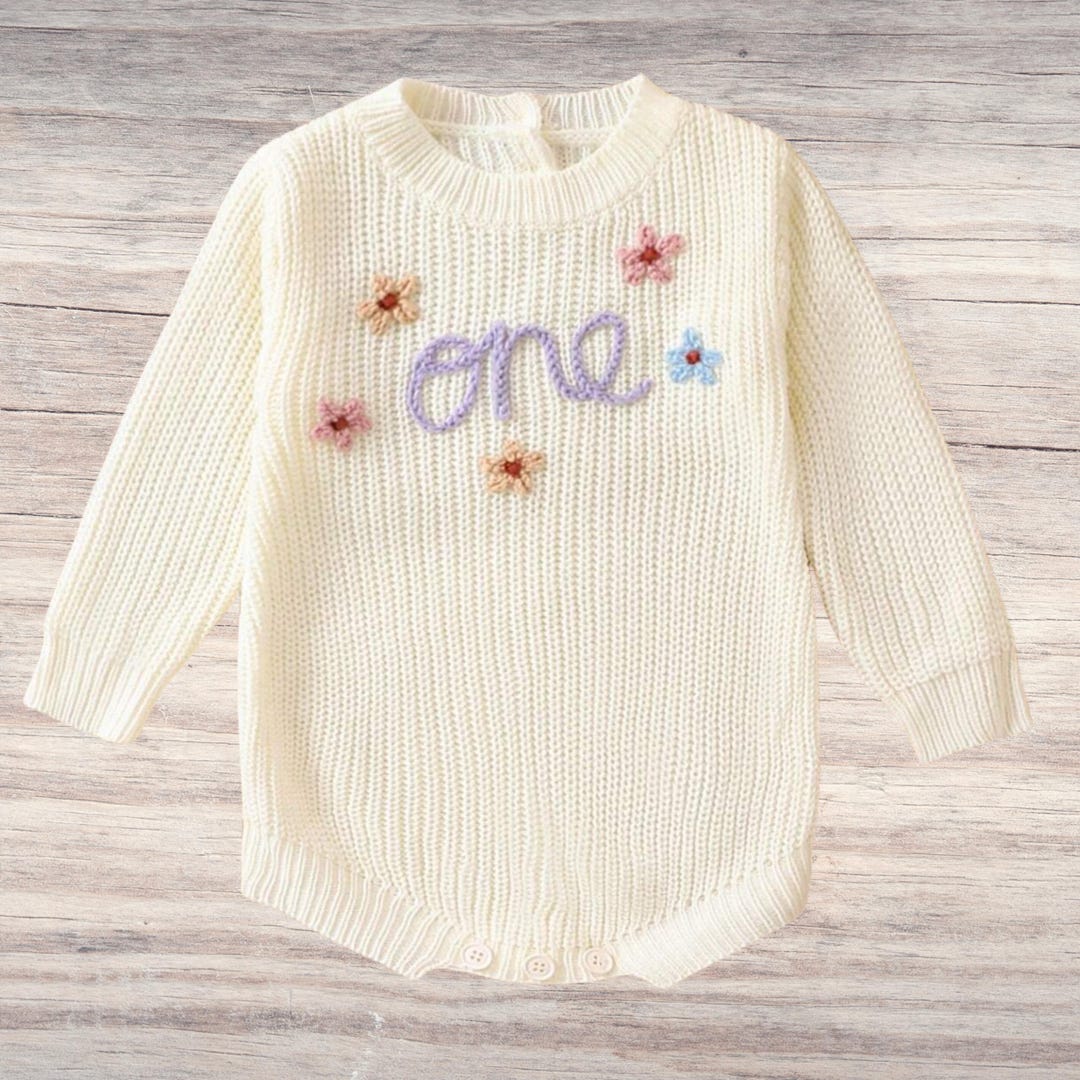 First Birthday Baby Sweater, One Year Old Outfit, One Birthday ...