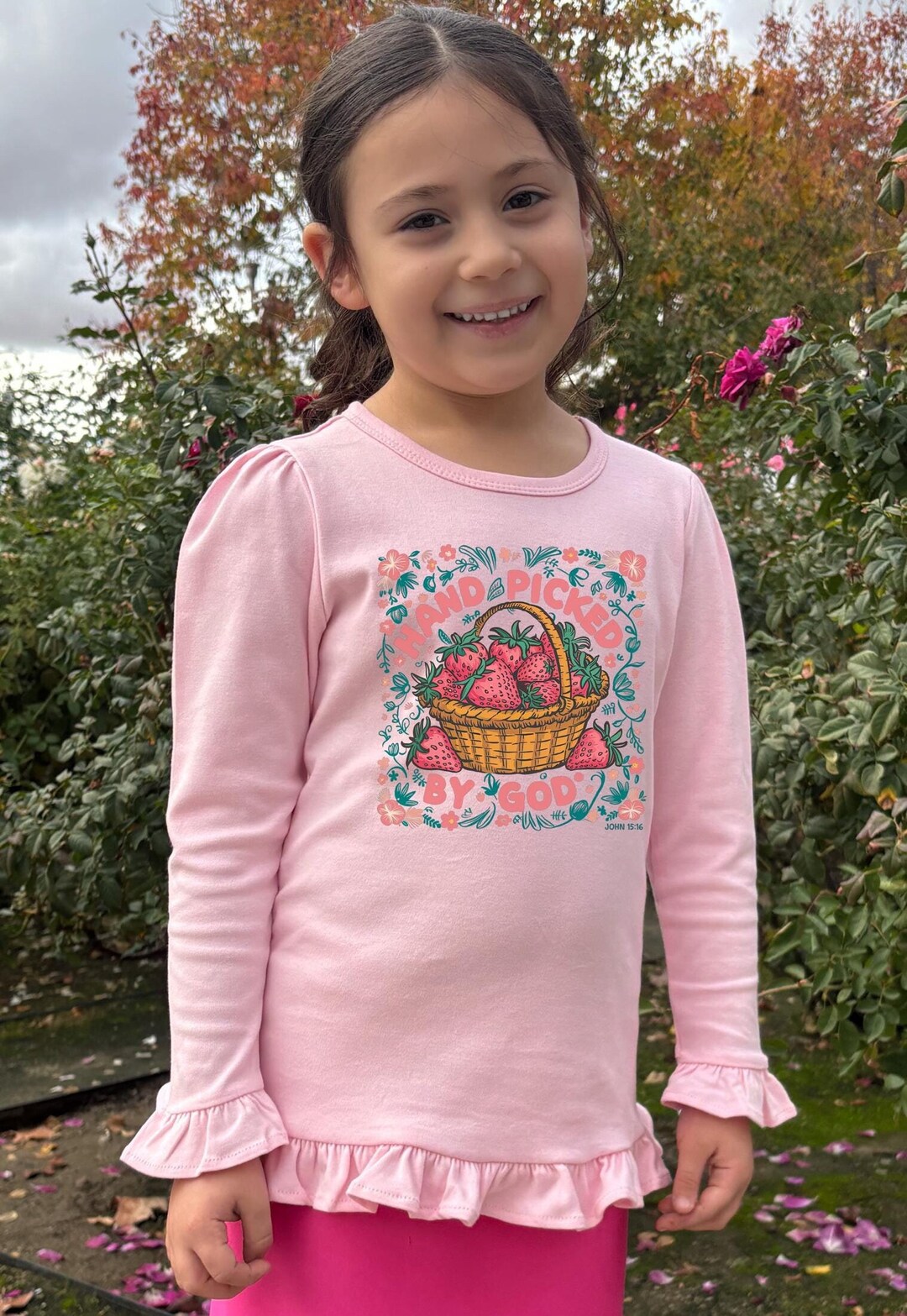 Girls Ruffle Shirt: Hand Picked by God, Modest Outfit - Etsy