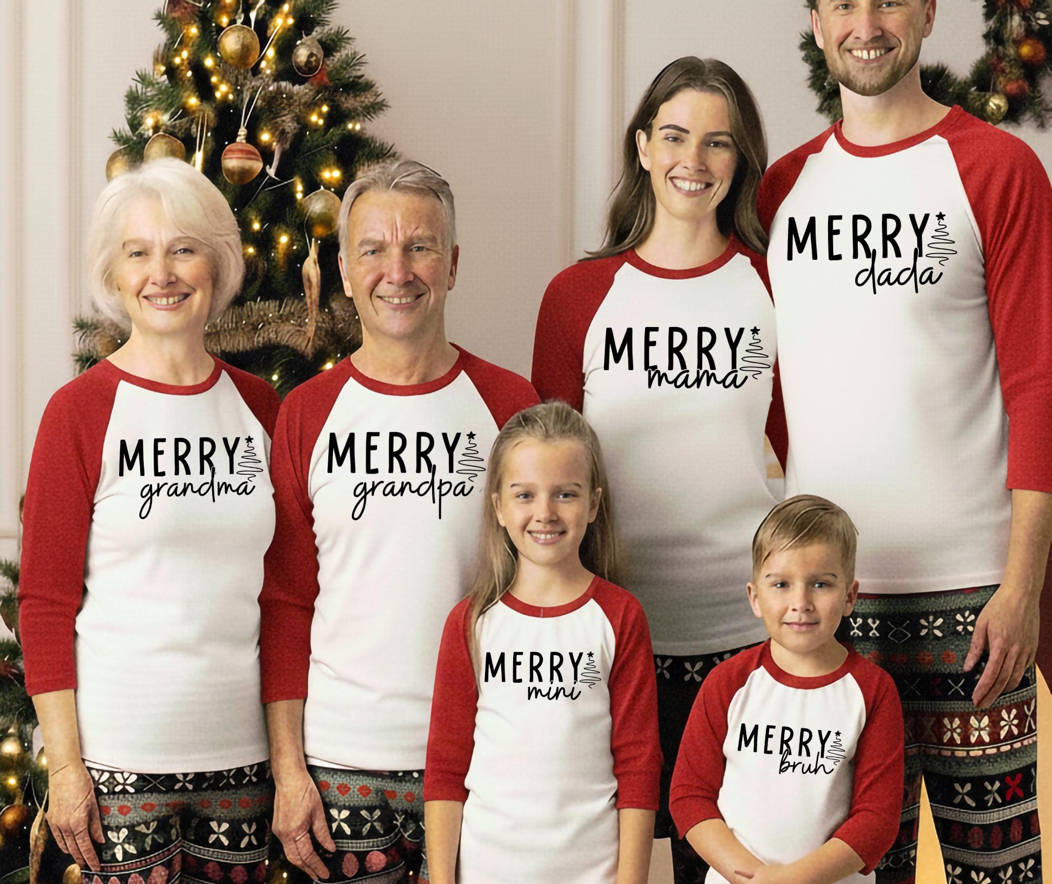 Merry Dada, Merry Mama, Merry Mini, Christmas Crew Raglan Shirt ...