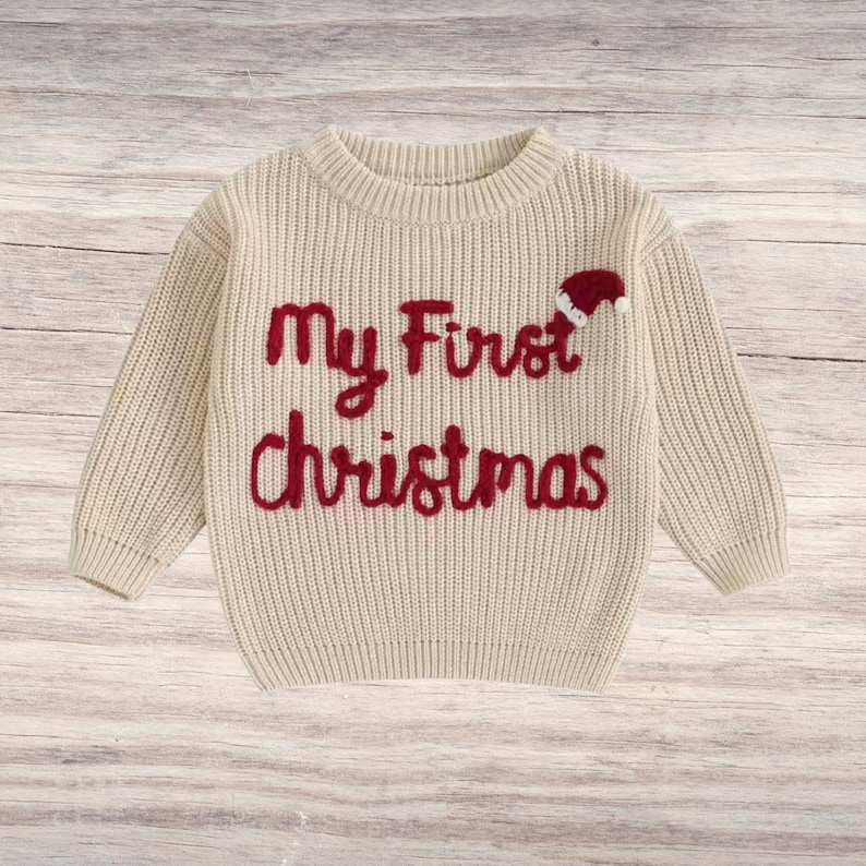 My First Christmas Baby Sweater, Newborn Sweater With Christmas 2025 ...