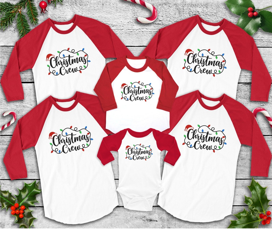 Christmas Crew Raglan Shirt: Matching Family Xmas Pajama 3/4 Sleeve - Etsy