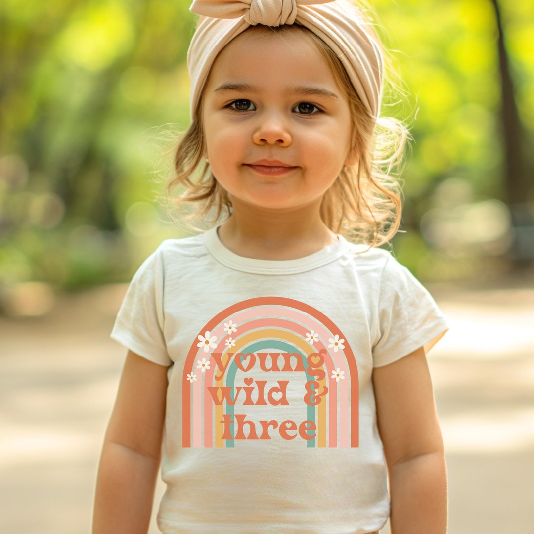 3rd Birthday Toddler Shirt - Young, Wild & Three Kids Birthday Shirt - Third Birthday Black ...