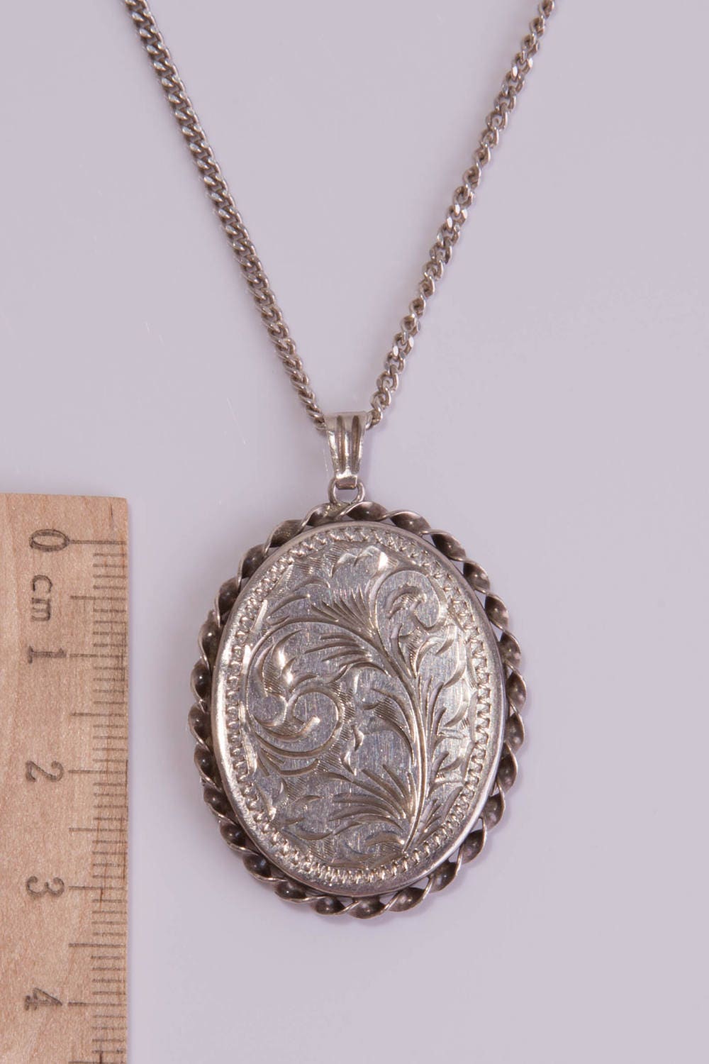Large Sterling Silver Ornate Bright Cut Locket