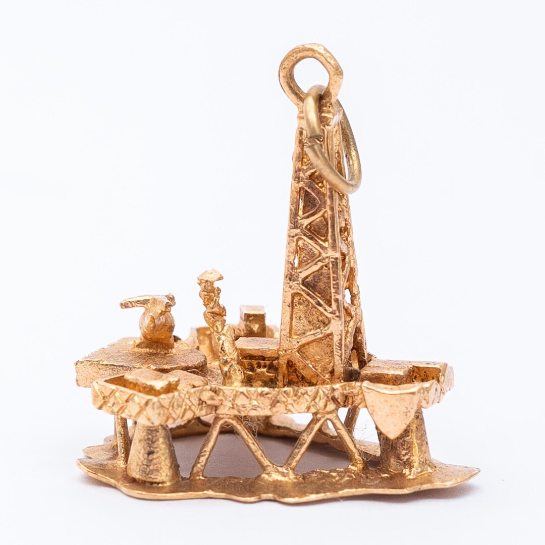 9ct Gold Oil Rig Charm - Etsy