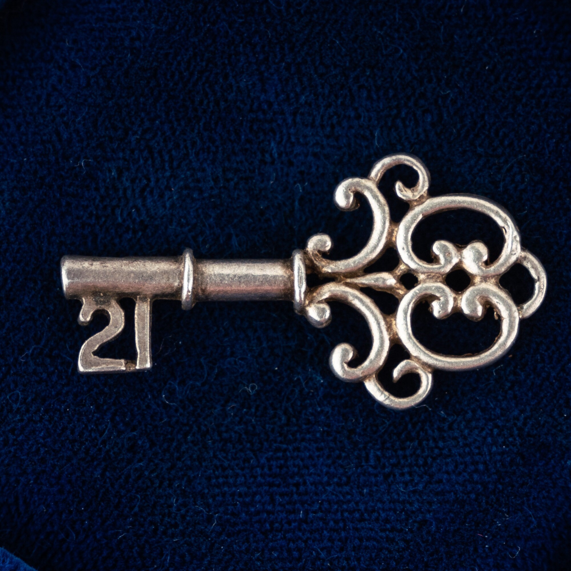Vintage Sterling Silver 21st Birthday Key Charm Pendant
