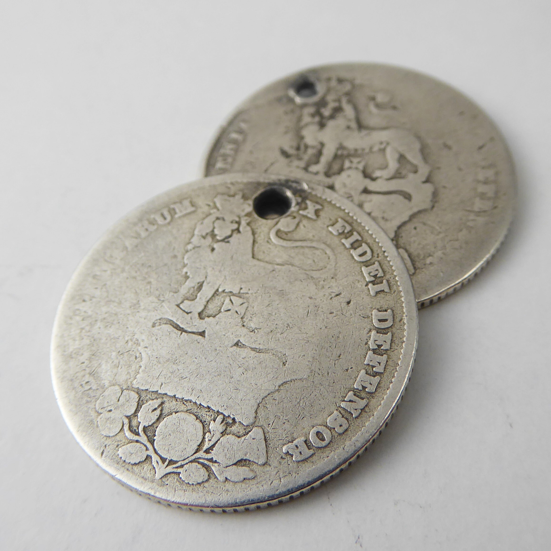 Job Lot Silver Coins / Victoria / George / Annas / 4d / Drilled / Sterling