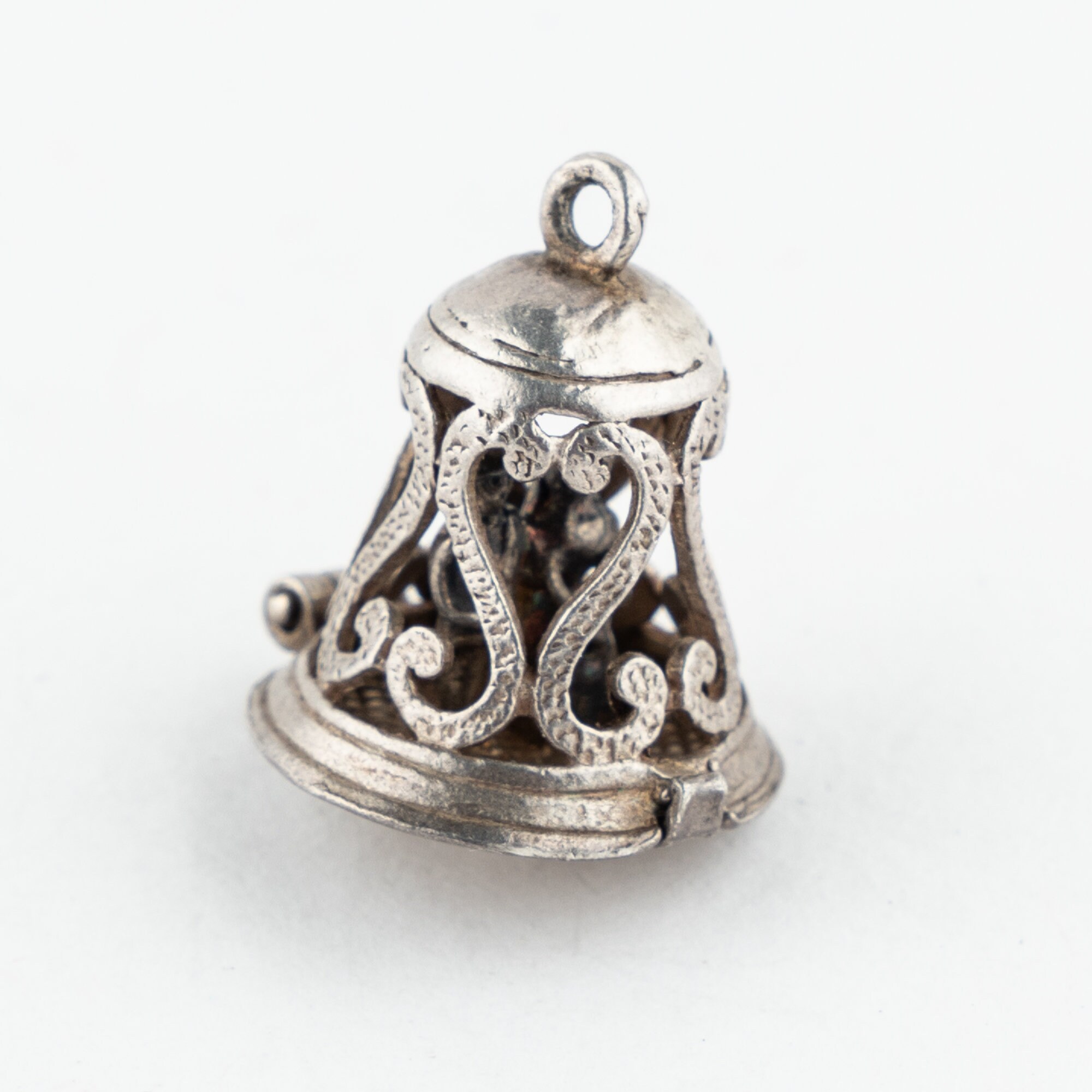 Vintage Sterling Silver Wedding Bell Bride & Groom Charm Pendant