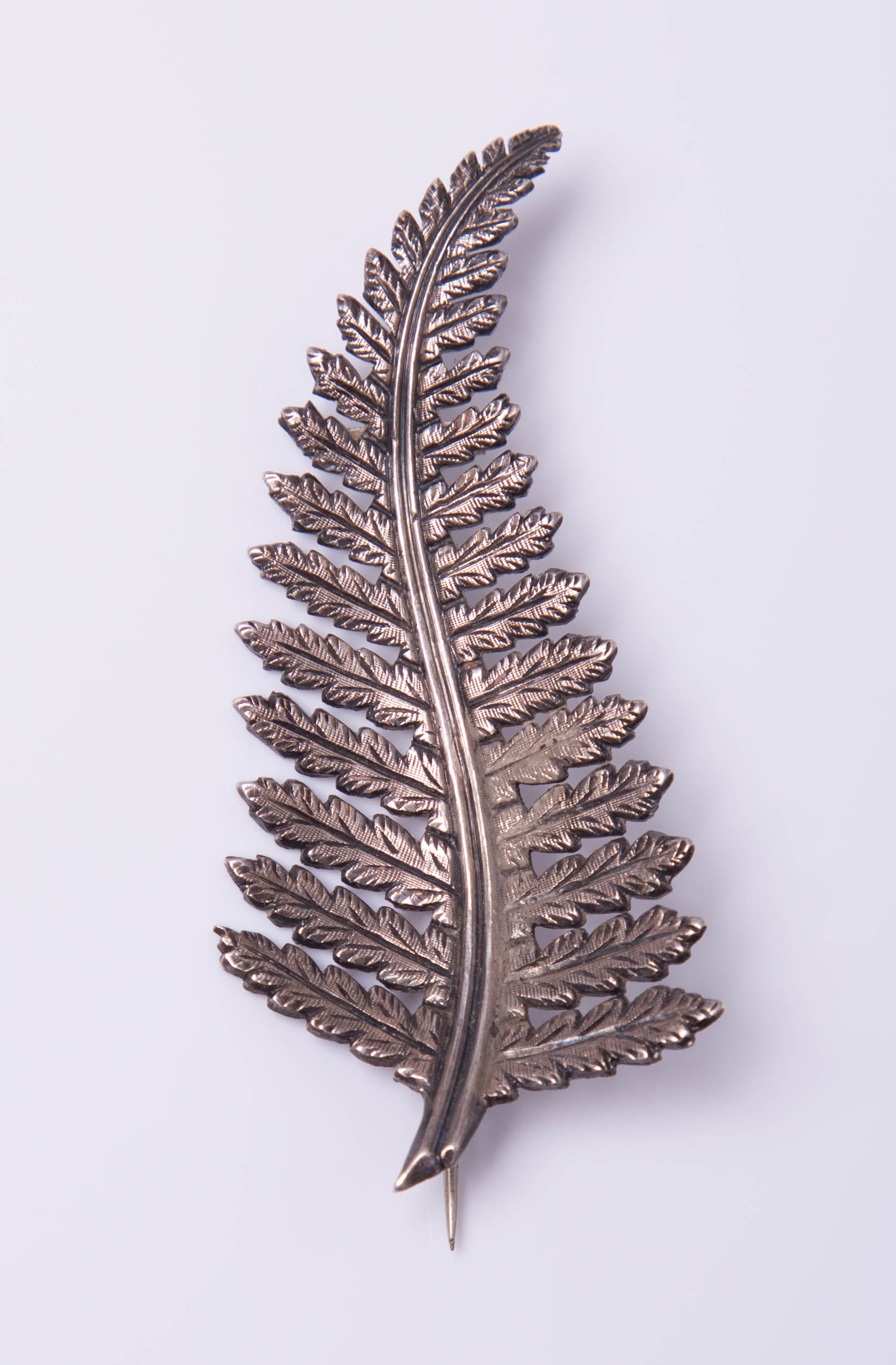 Large Antique Victorian Sterling Silver Fern Brooch