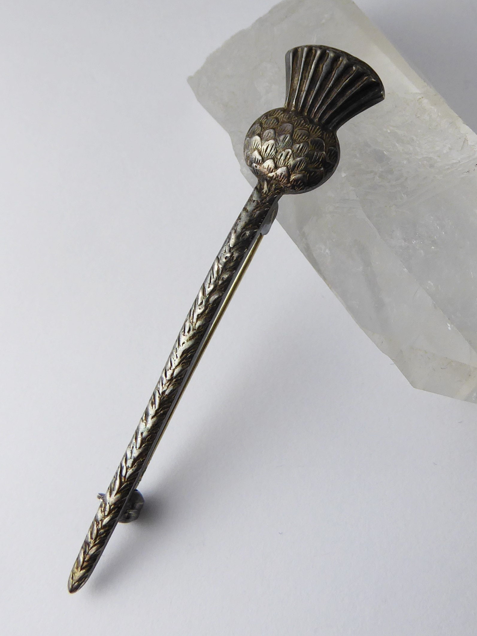Vintage Malcolm Gray Ortak Scottish Sterling Silver Thistle Kilt Pin – 40th Birthday