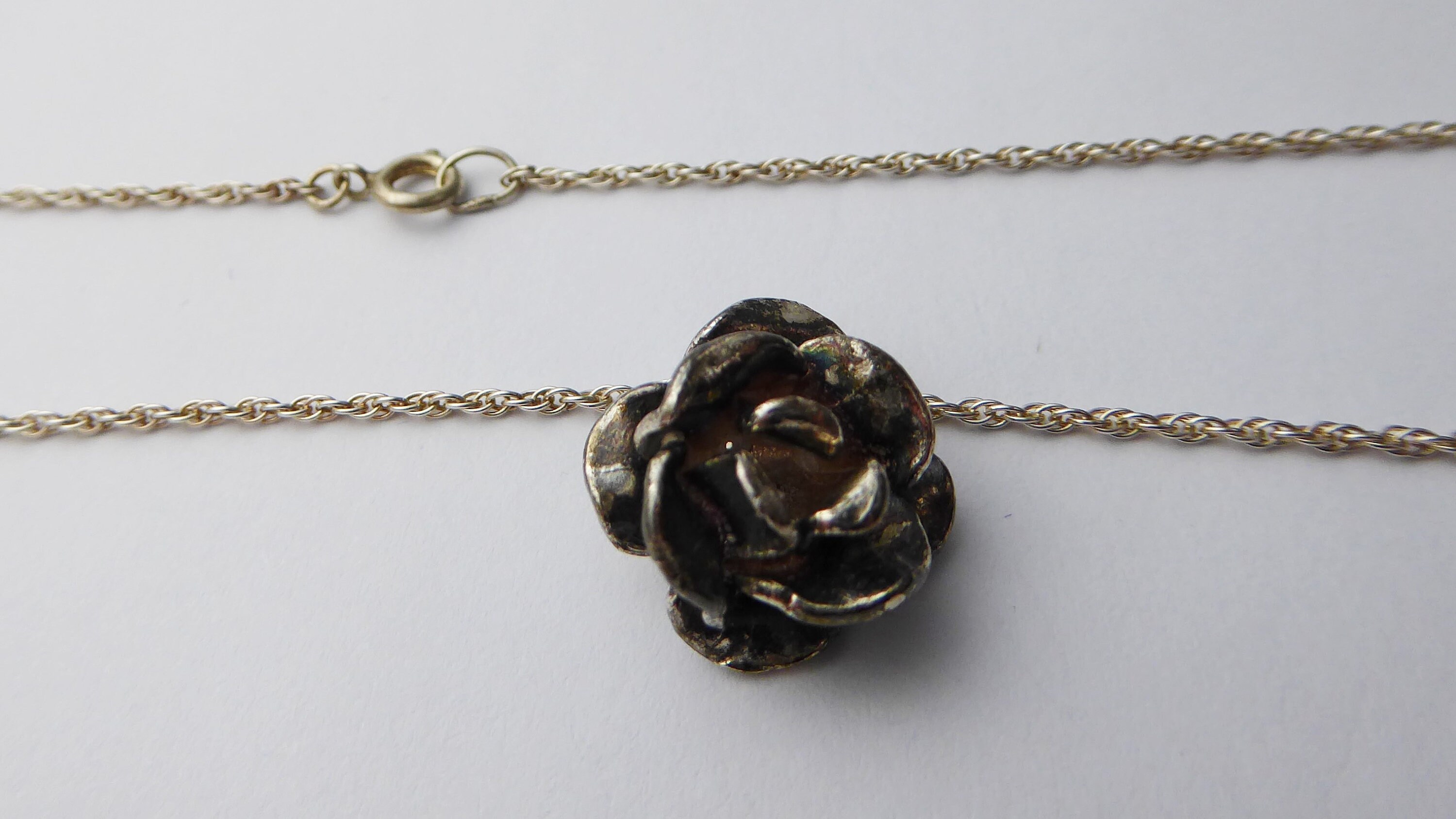 Vintage Sterling Silver Skye Silver Jacobite Rose Necklace & Earrings Set