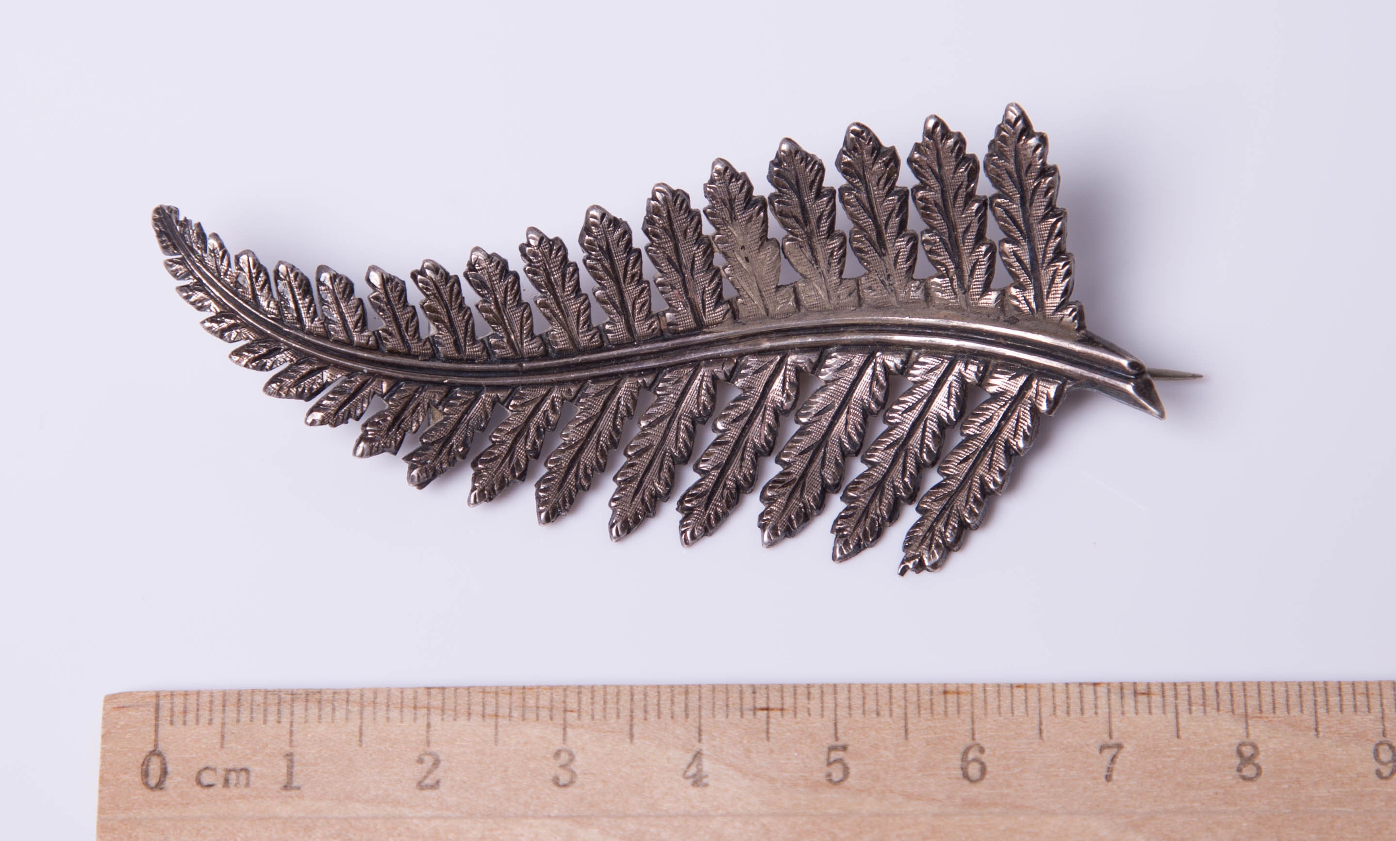 Large Antique Victorian Sterling Silver Fern Brooch