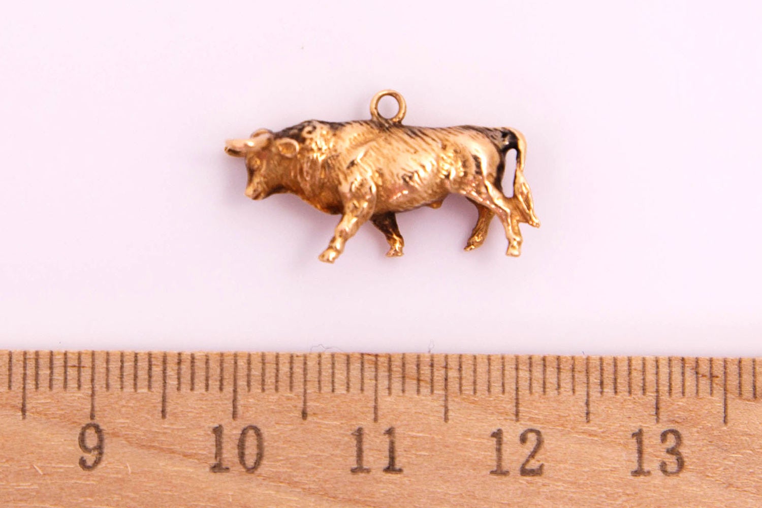 Vintage C1970s 9ct Yellow Gold Bull Charm
