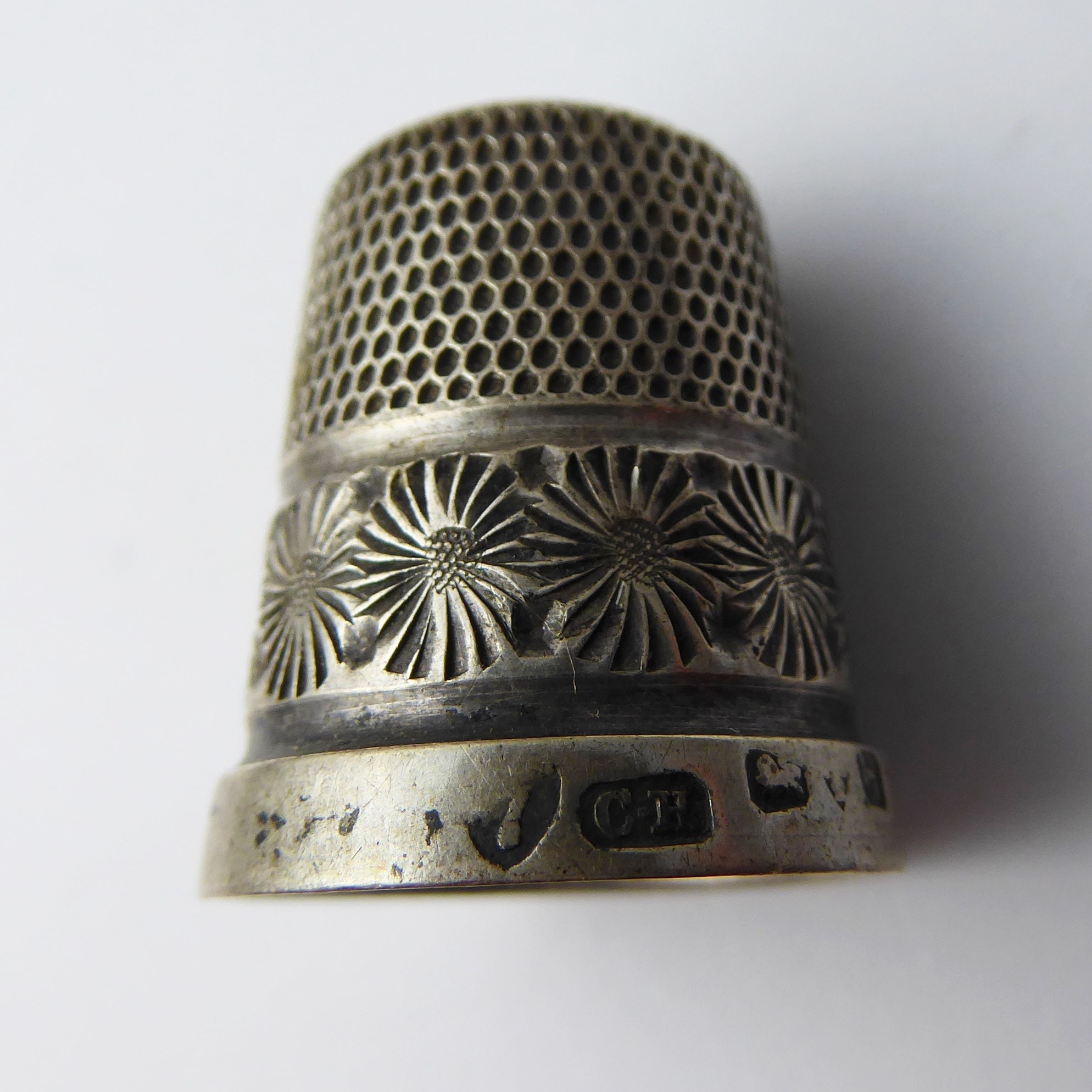 Pair / Two Antique Art Deco Sterling Silver Charles Horner Thimbles ...