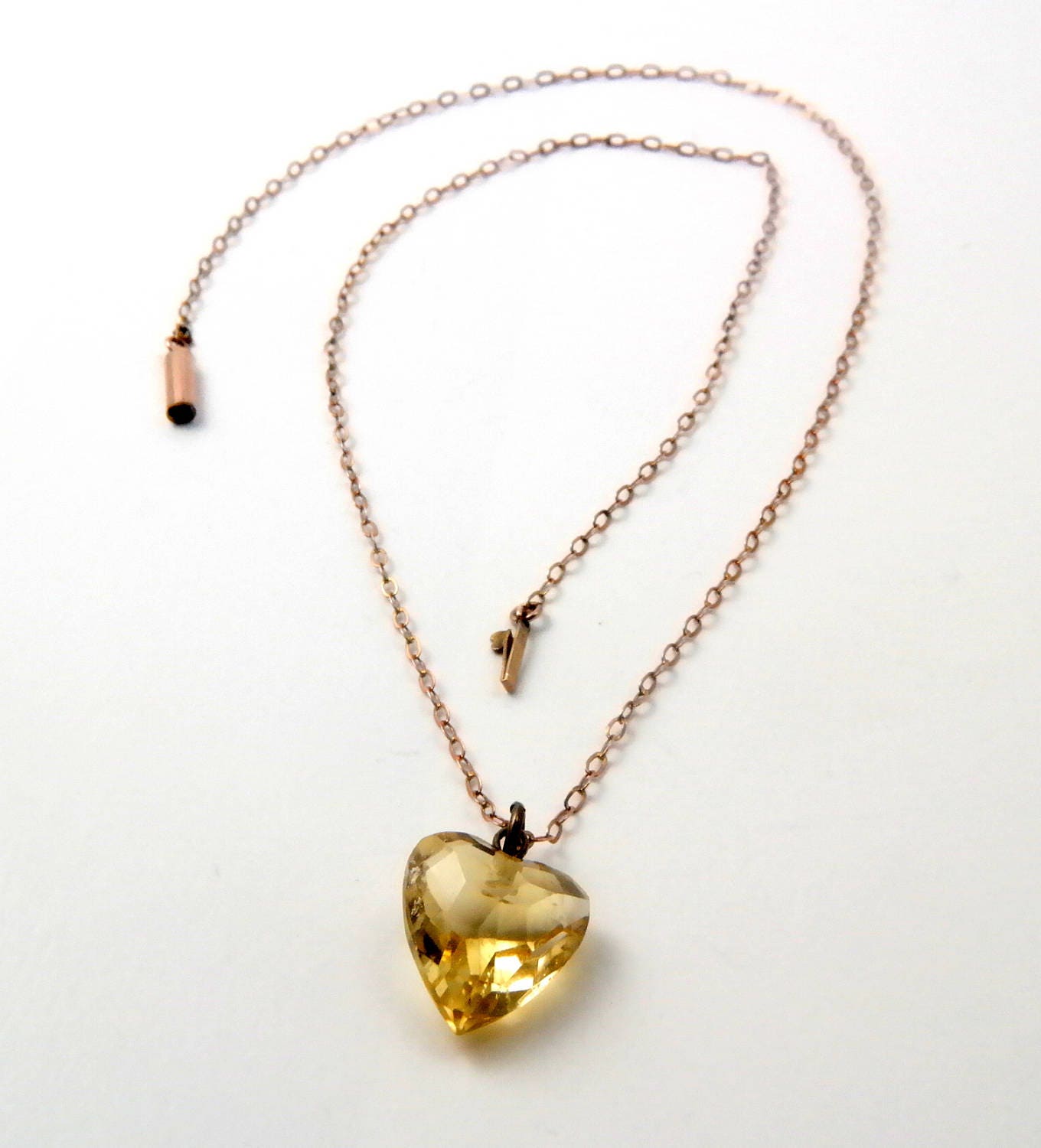 Antique Victorian 9ct Rose Gold & Citrine Heart Pendant