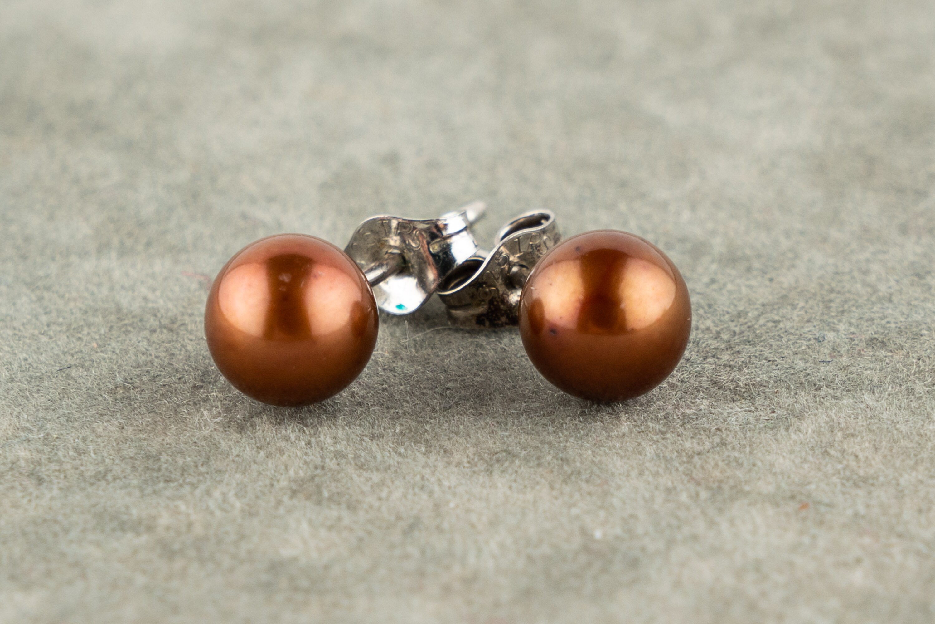 Vintage Sterling Silver & 6mm Chocolate Brown Cultured Pearl Earrings ...