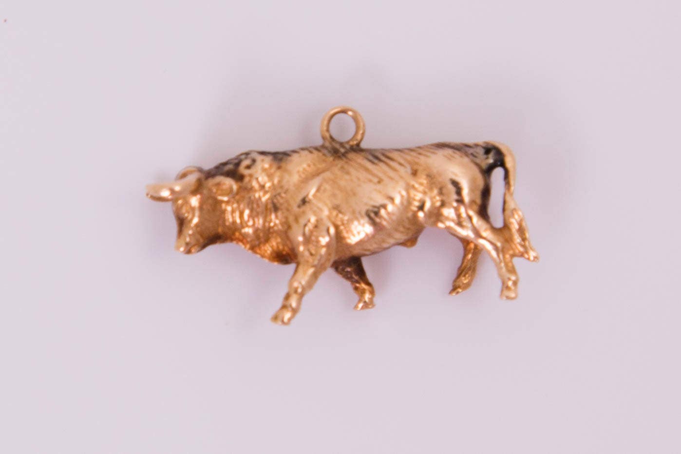 Vintage C1970s 9ct Yellow Gold Bull Charm