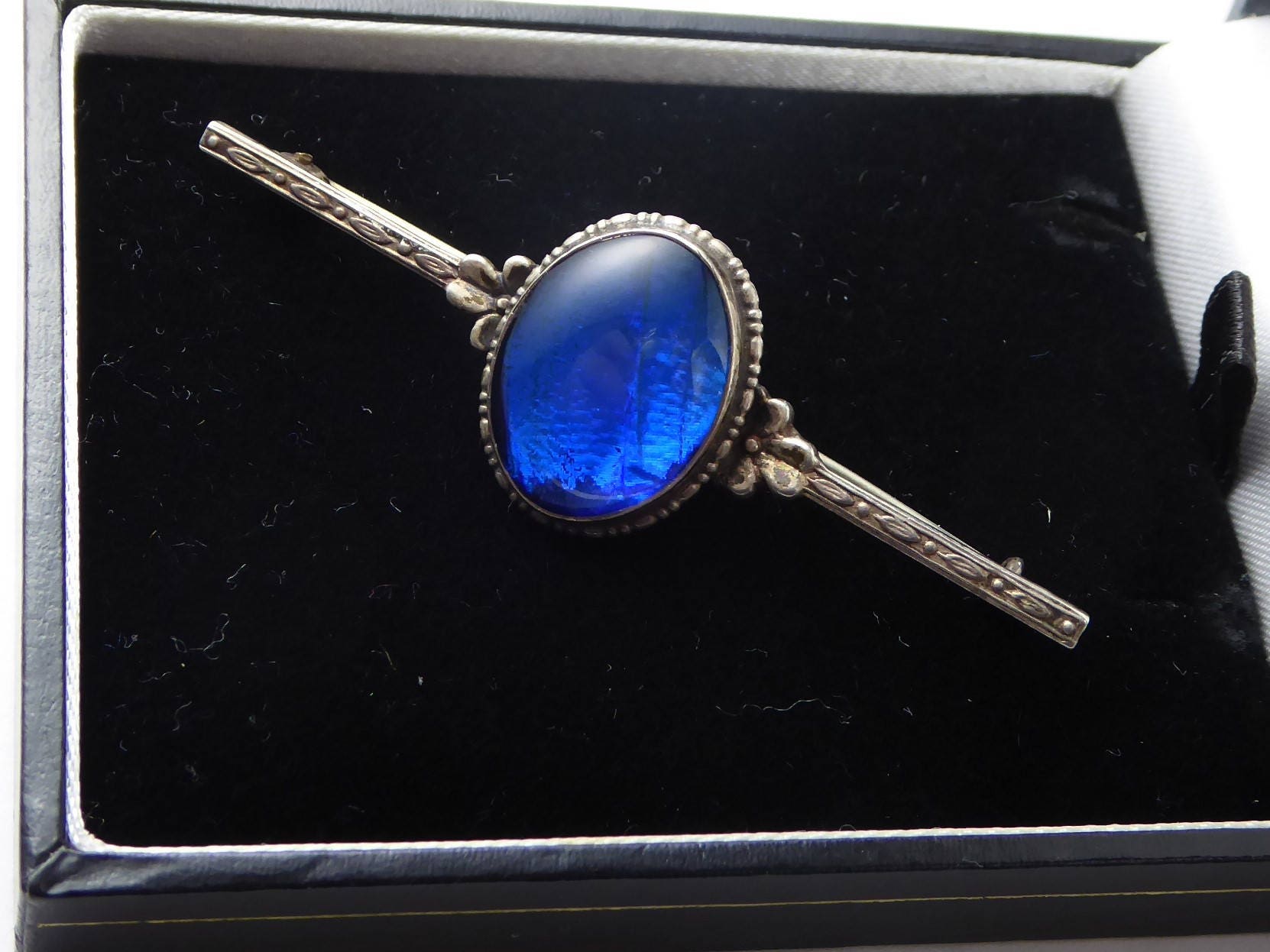 Antique Art Deco Sterling Silver & Butterfly Wing Brooch – Thomas L ...