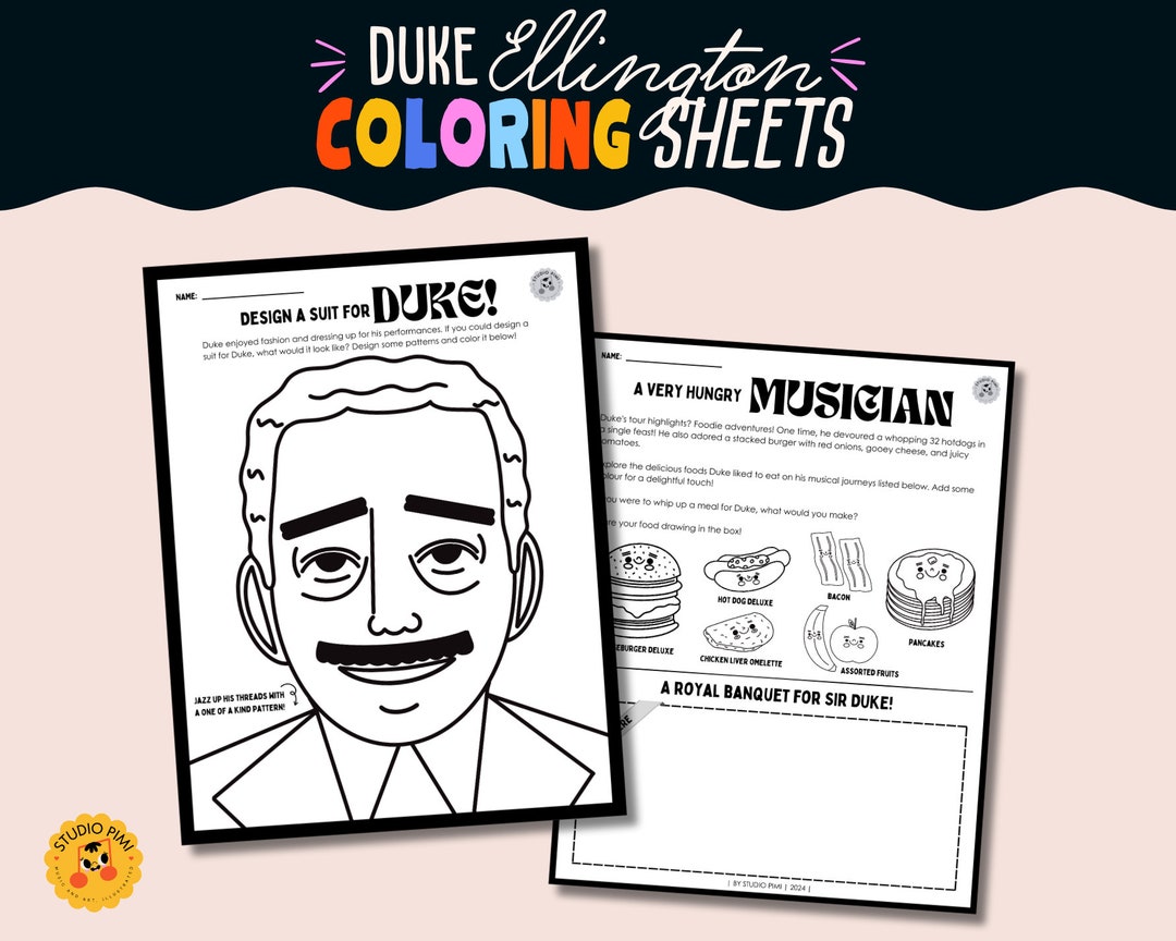 Duke Ellington Coloring Pages for Music Classroom, International Jazz ...