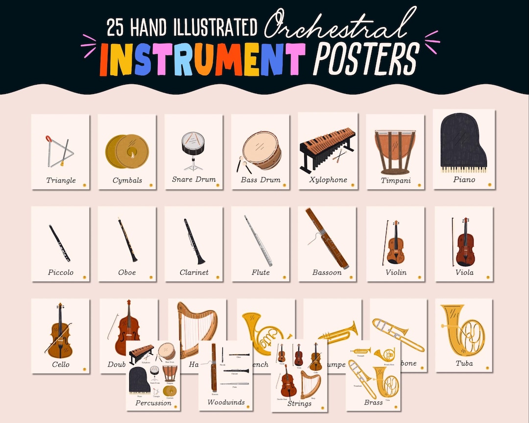 Orchestral Instruments Classroom Poster Set | Music Class Decor | Music ...