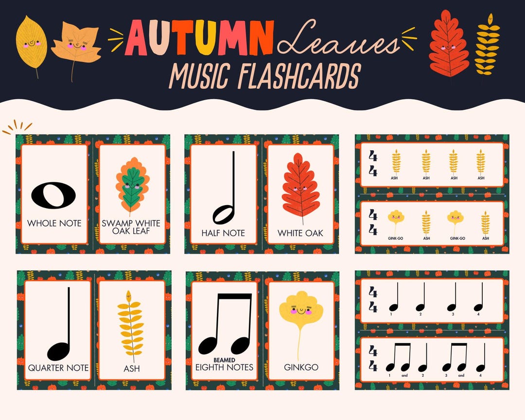 Fall Music Flashcards | Music Note Matching Game | Autumn Theme ...