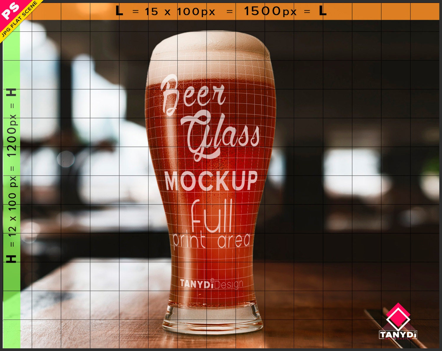 Beer Glass on Bar Table, Photoshop Print Mockup, Blank Tumbler With ...