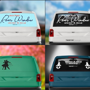 White Car Rear Window, Photoshop Photopea Sticker Decal Mockup, Glass ...