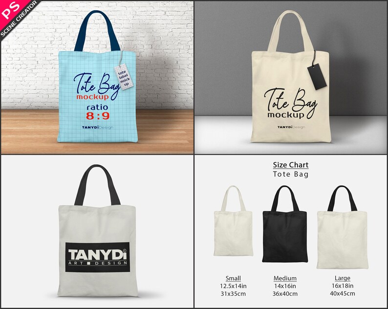 Rectangle Tote Bag With Fabric Handles 16x18 in 40x45 Cm - Etsy