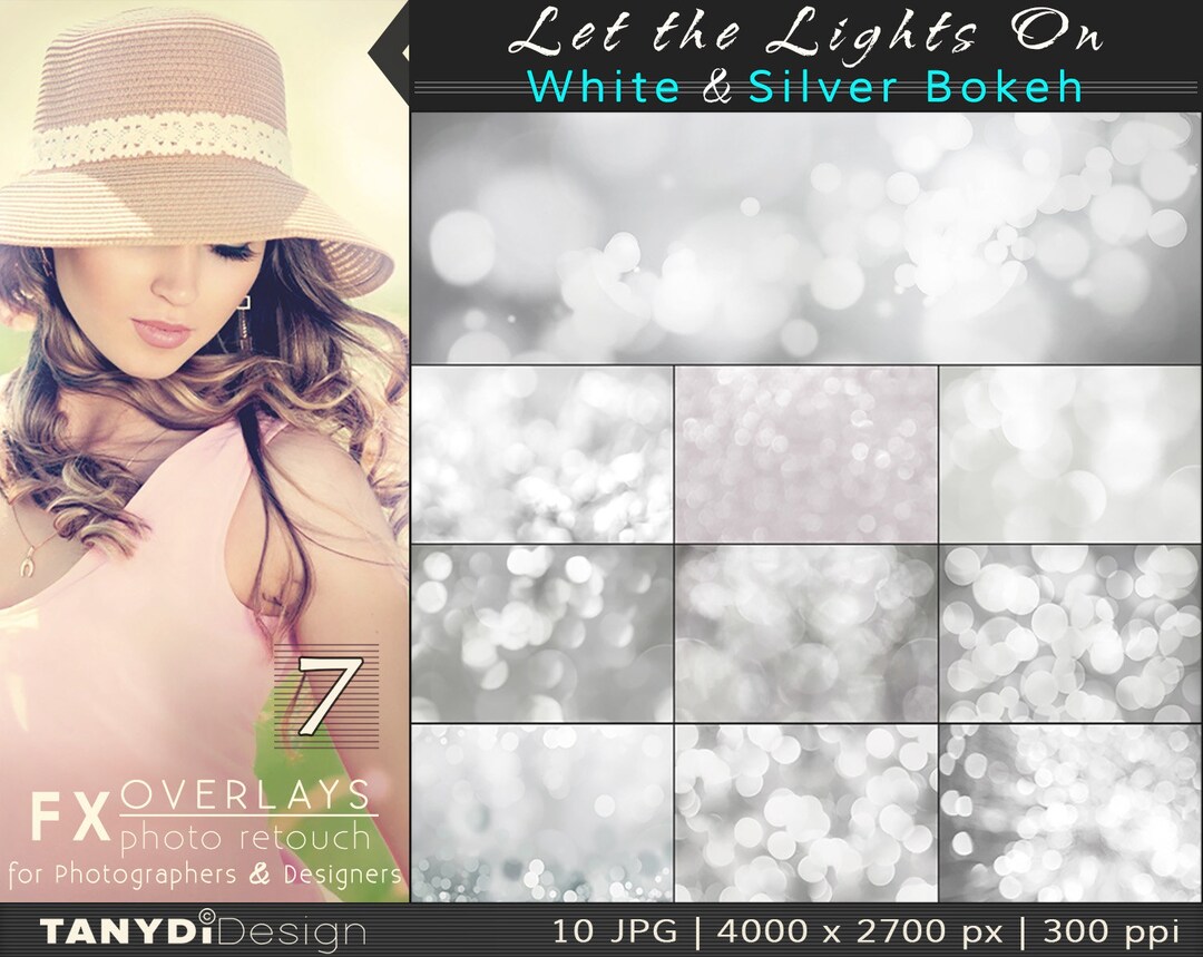 White & Silver Bokeh JPG Image Photo Overlays Let the Lights - Etsy