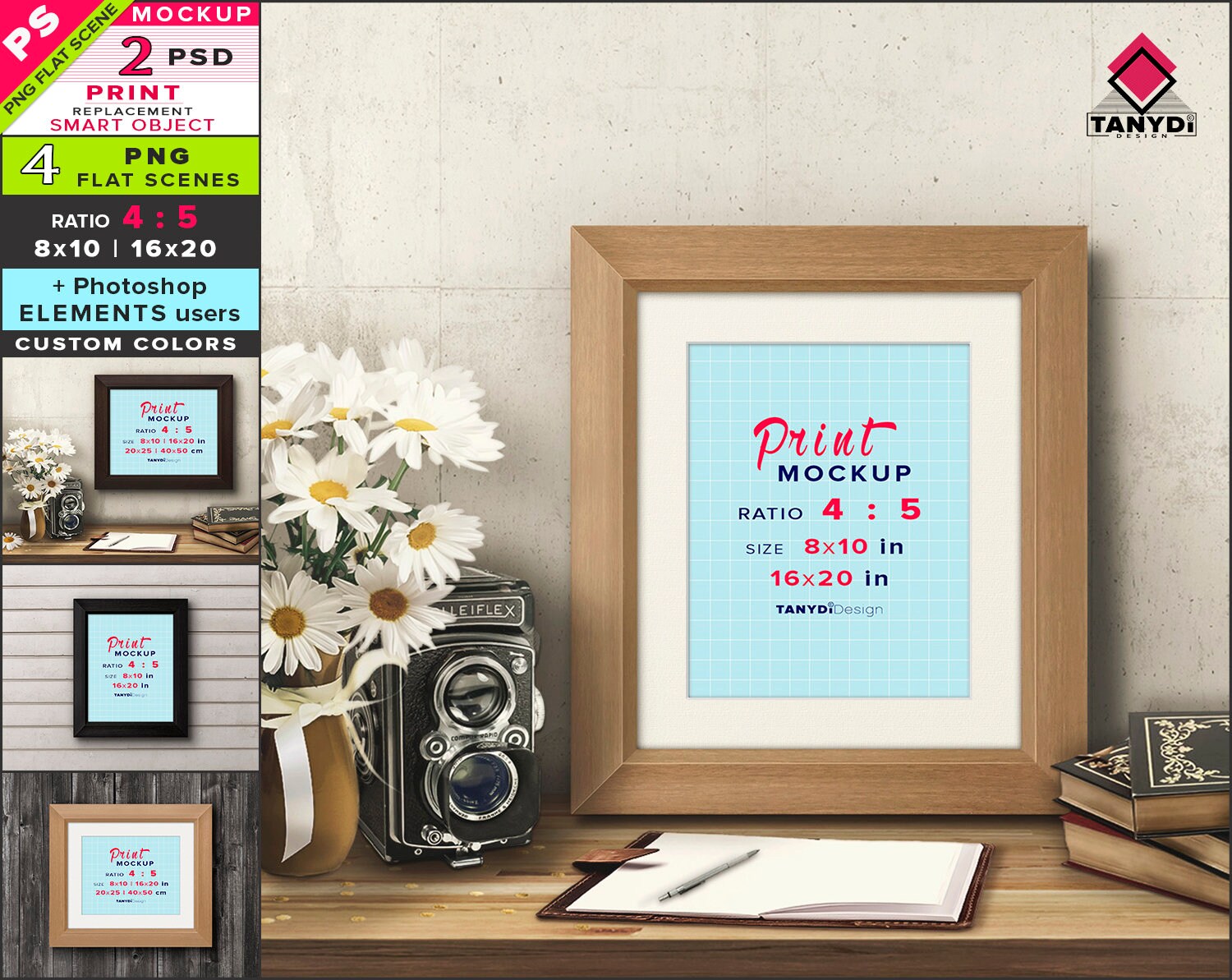 Prints Digital Prints Photoshop Print Mockup close-up view Set of 6 & 7 ...