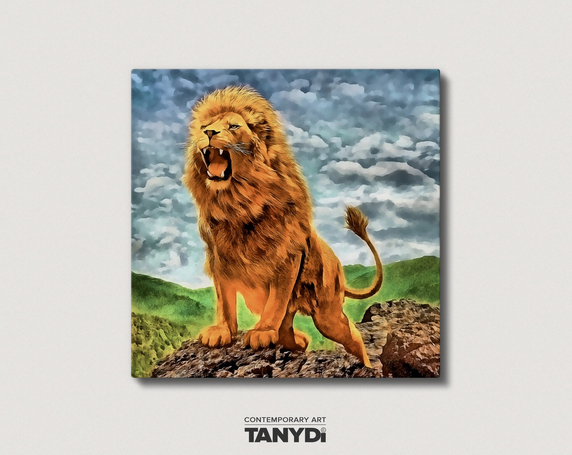 Lion Roaring Painting