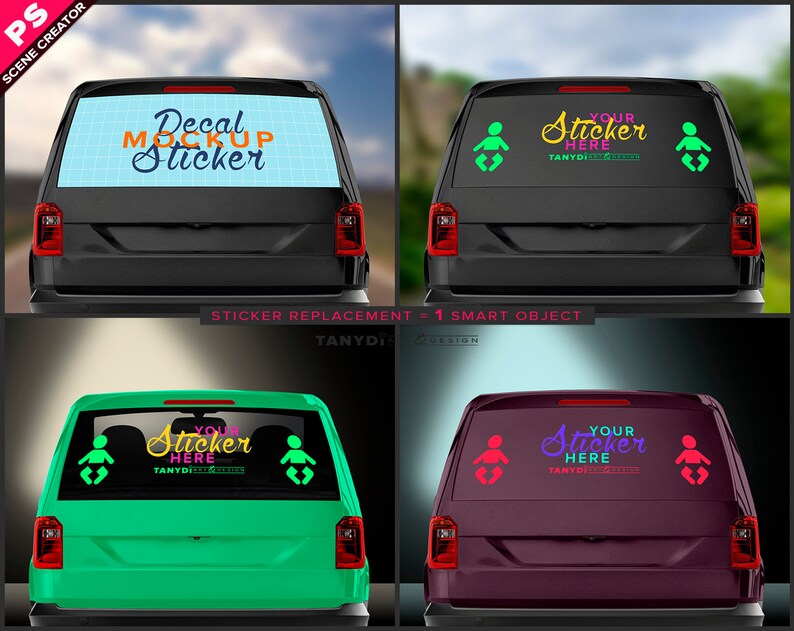 Decal On Black Car Rear Window Photoshop Sticker Mockup Etsy