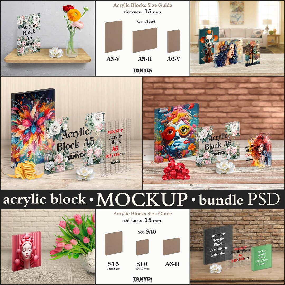 Acrylic Transparent Photo Blocks, 15mm Vertical Horizontal Square ...