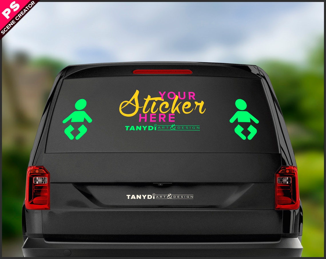 Decal On Black Car Rear Window Photoshop Sticker Mockup Etsy
