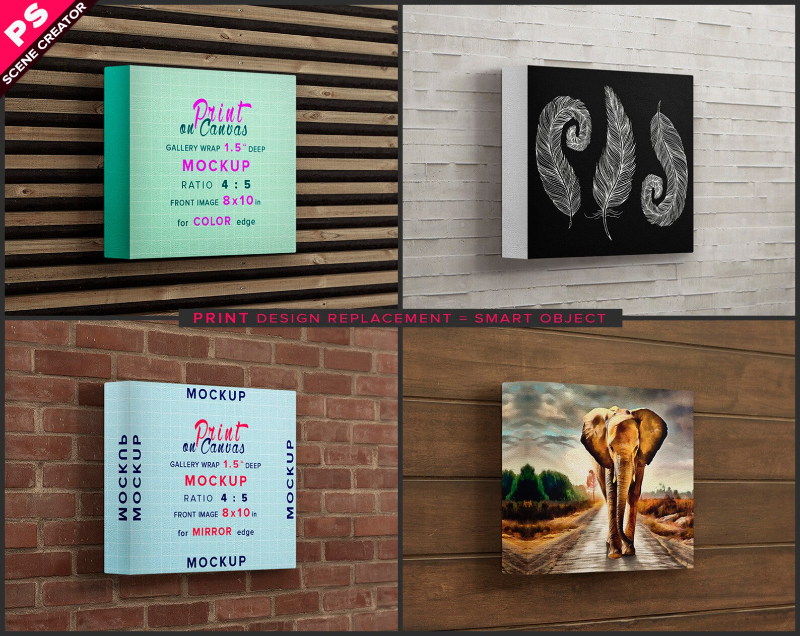 Gallery Wrap Canvas Photoshop Print Mockup 8x10in 1.5 deep | Etsy