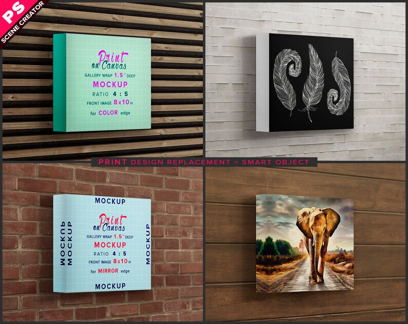 Gallery Wrap Canvas Photoshop Print Mockup 8x10in 1.5 deep | Etsy