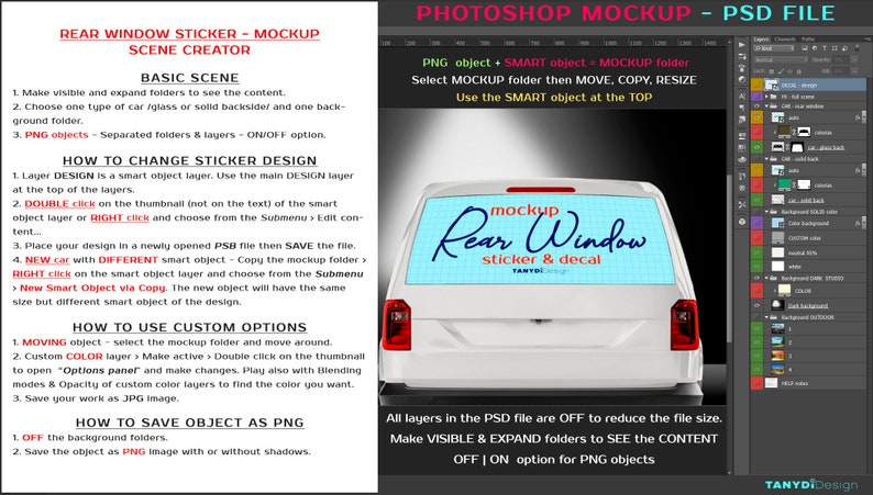White Car Rear Window Photoshop Photopea Sticker Decal - Etsy