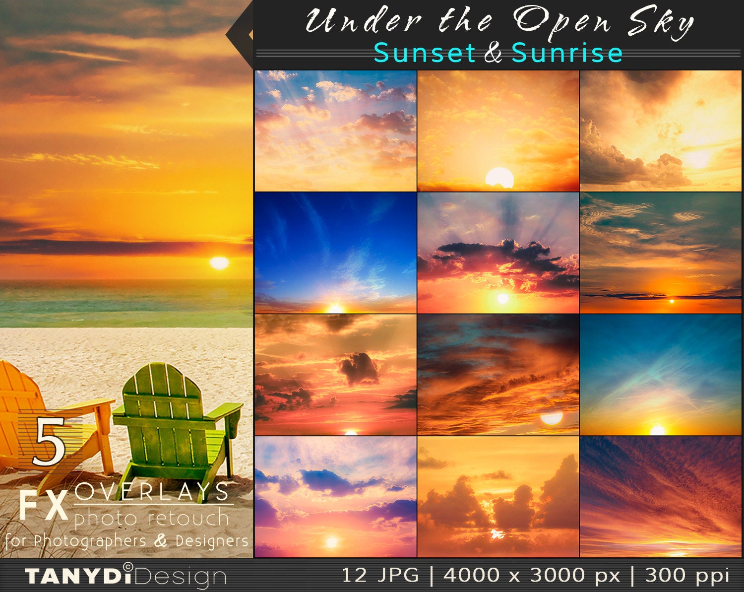 Sunset & Sunrise Sky JPG Image Photo Overlays Under the Open | Etsy