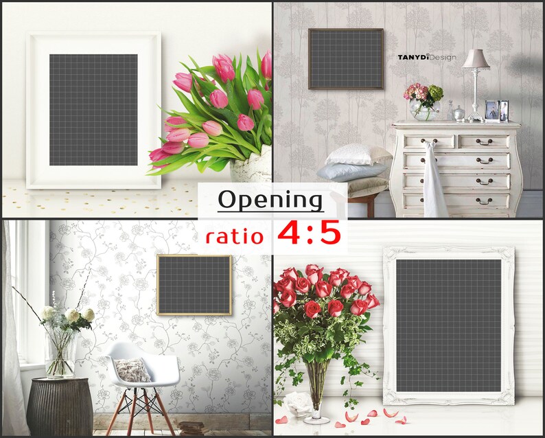 Blank Frame on Wall F45-7 Empty Opening 4x5 Bundle of 16 PNG - Etsy