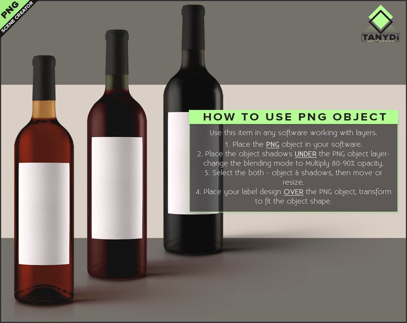 Blank Long Label PNG Wine Bottle 6 PNG Bottles With Red Wine - Etsy