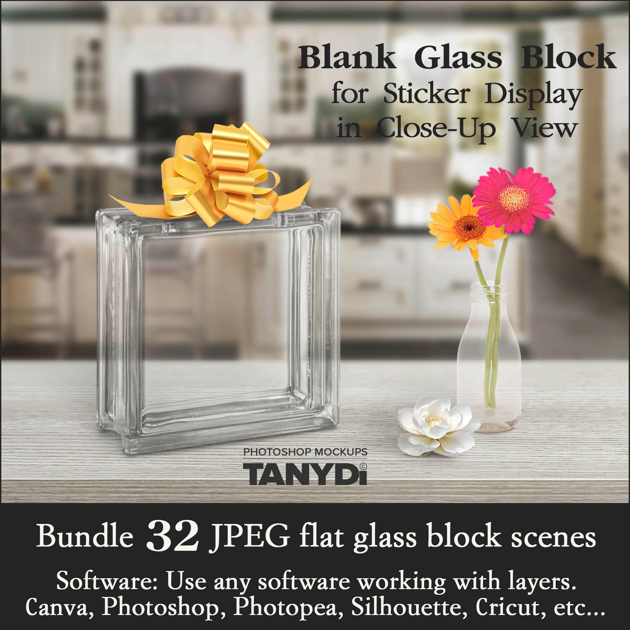 Blank Decorative Glass Block for Custom Sticker Display, Bundle of 32 ...