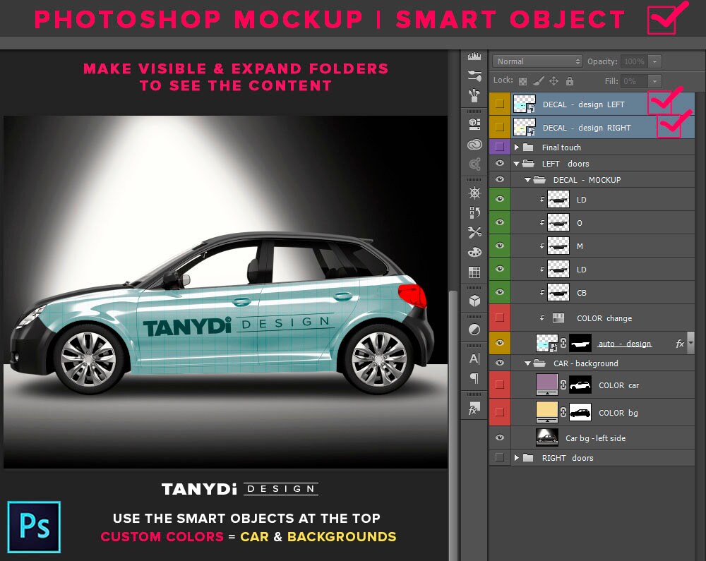 Car Stickers Photoshop Decal Mockup CD-1 Stickers on Left and - Etsy