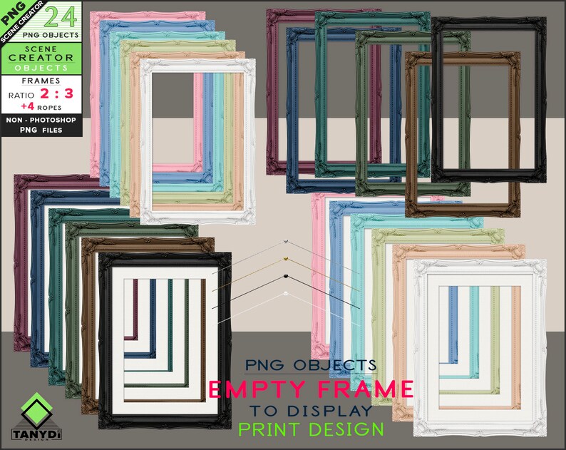 Empty PNG 8x12 Frames 24 PNG Various Ornate Frames 4 Metal - Etsy