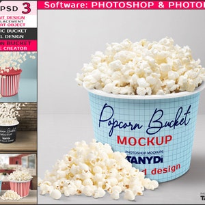 Popcorn Bucket, Photoshop Photopea Label Mockup, Plastic Bucket / Pot ...
