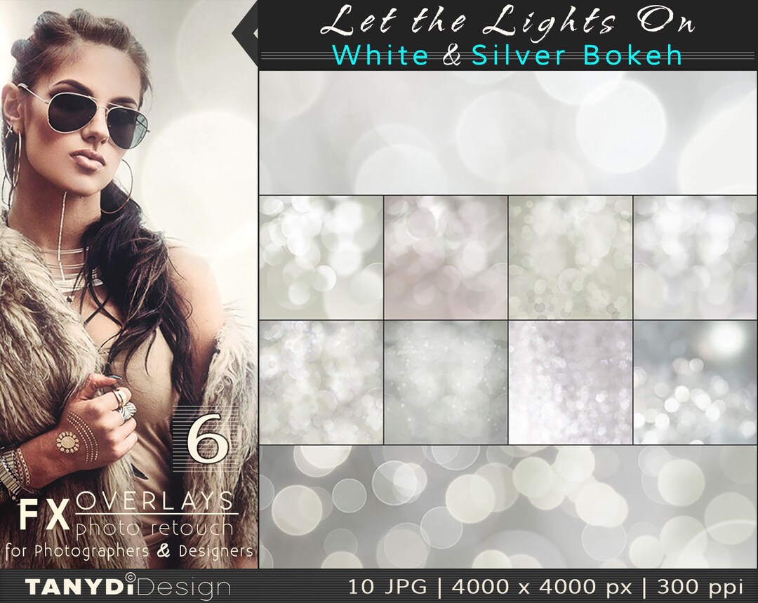 Photo Overlays Let the Lights on FX-6, White & Silver Bokeh JPG Image ...