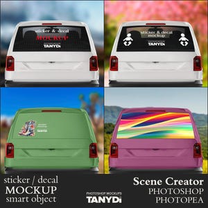 Backside View of Black and White Car, Photoshop Photopea Sticker Decal ...