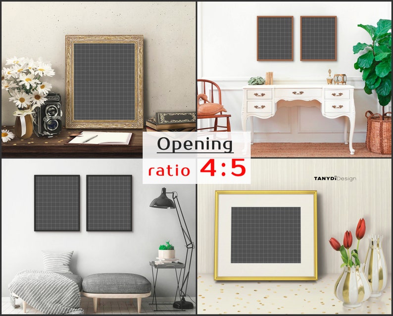 Blank Frame on Wall F45-7 Empty Opening 4x5 Bundle of 16 PNG - Etsy