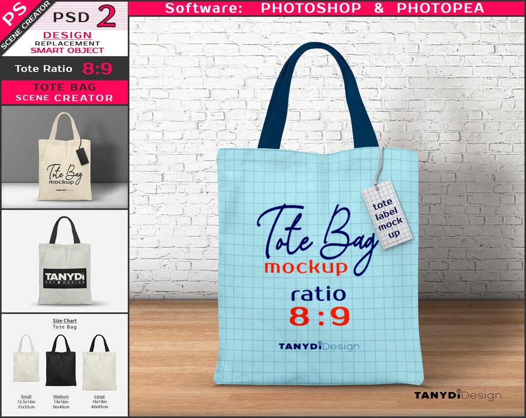 Rectangle Tote Bag With Fabric Handles 16x18 in 40x45 Cm - Etsy