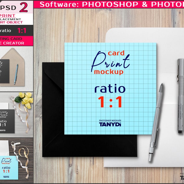 Closed and Open Card Mockup - Etsy
