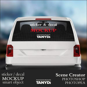 Backside View of Black and White Car, Photoshop Photopea Sticker Decal ...