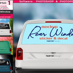 White Car Rear Window, Photoshop Photopea Sticker Decal Mockup, Glass ...